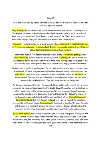 Beowulf planning Year 5/6- defeating the monster tale | Teaching Resources
