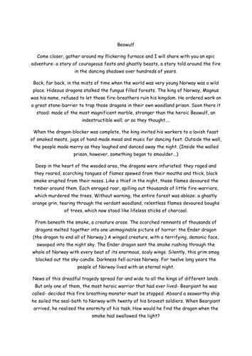 Beowulf planning Year 5/6- defeating the monster tale | Teaching Resources