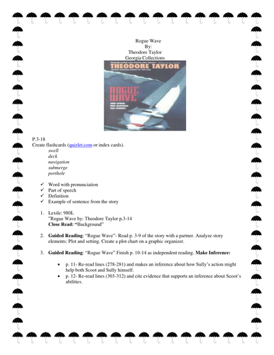 Activities for a short story by Theodore Taylor, Rogue Wave | Teaching ...