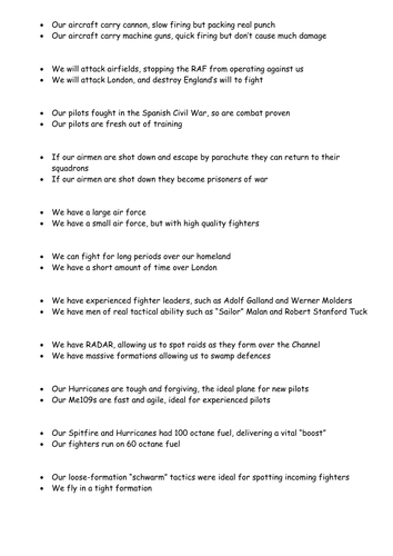 Battle of Britain worksheet | Teaching Resources