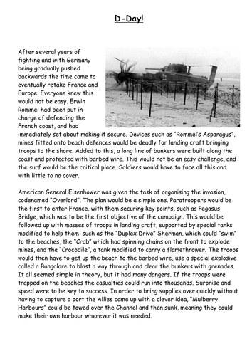 D-Day information sheet and crossword | Teaching Resources