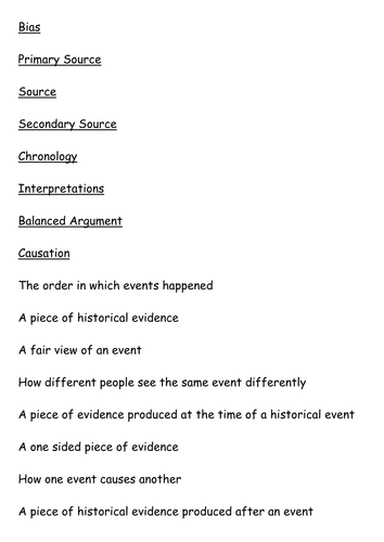 Historical terms tops and tails "What is History?" | Teaching Resources