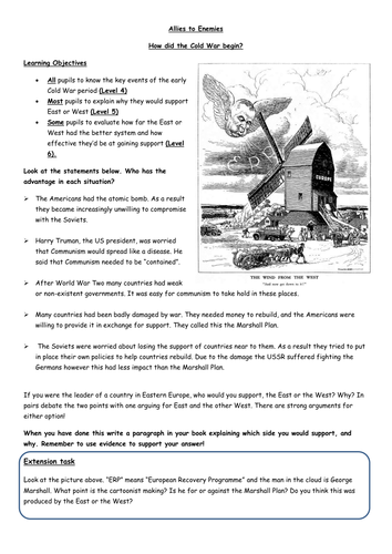 Origins of the Cold War worksheet | Teaching Resources