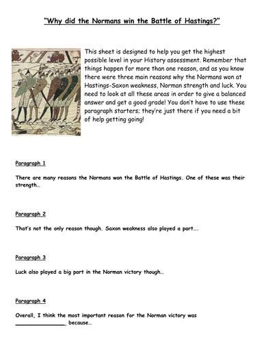 Battle of Hastings worksheet, assessment planning and assessment ...