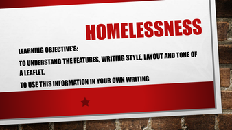 Leaflet Writing on the topic of homelessness AQA GCSE Writing ...
