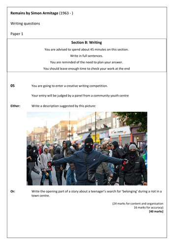 AQA new spec GCSE English Language writing tasks inspired by poems from ...