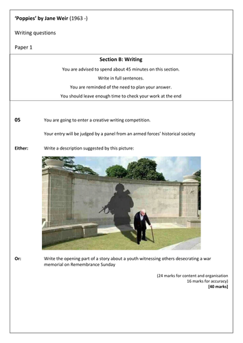 AQA new spec GCSE English Language writing tasks inspired by poems from ...