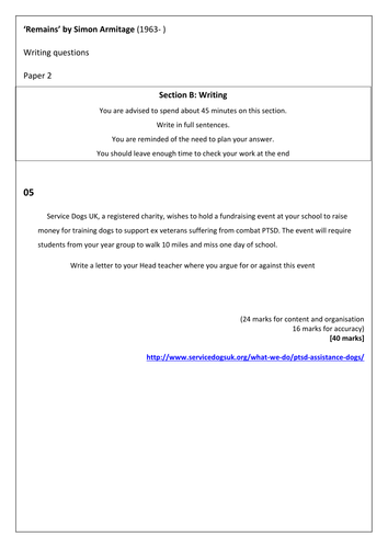 AQA new spec GCSE English Language writing tasks inspired by poems from ...