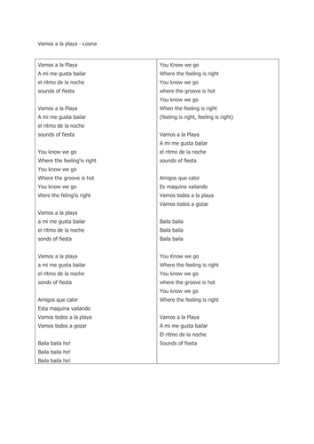 Vamos a la playa (Song) | Teaching Resources