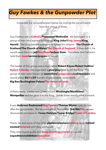 Gunpowder Plot Week-Long History/English Project | Teaching Resources
