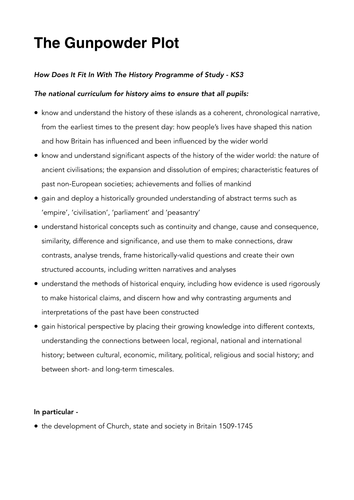 Gunpowder Plot Week-Long History/English Project | Teaching Resources