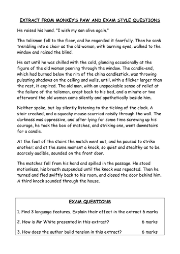 The Monkey's Paw: various comprehension worksheets | Teaching Resources