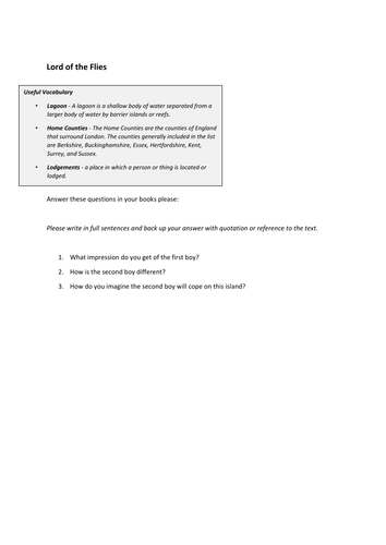 Introduction to Dystopia using 'Lord of the Flies' - first 12 pages ...
