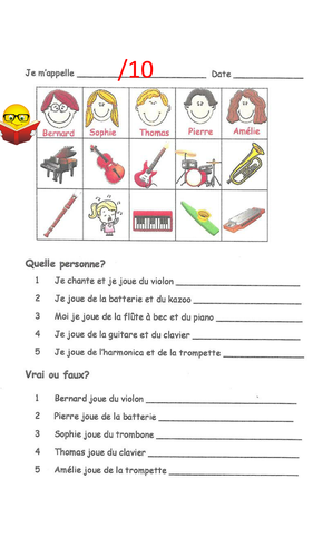 French Musical Instruments + jouer | Teaching Resources