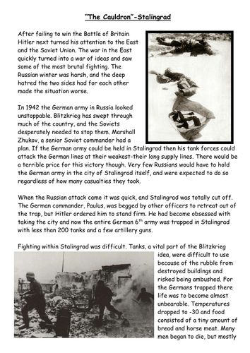 Stalingrad worksheet with activities World War Two Russia | Teaching Resources