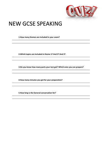 NEW GCSE SPEAKING EXPLANATION | Teaching Resources
