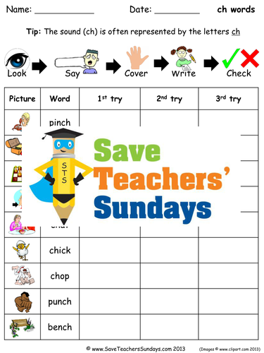 Ch Words Spelling Worksheets and Dictation Sentences for Year 1 ...