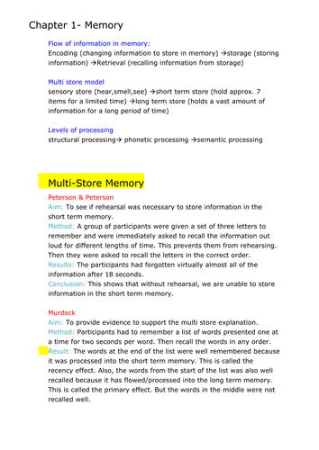GCSE Psychology Notes | Teaching Resources
