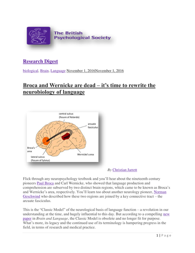 AQA A-Level Psychology: Year 1 and AS, BIOPSYCHOLOGY Module | Teaching ...