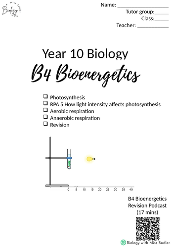 AQA Triple Biology B4 Bioenergetics (approx 7 lessons) | Teaching Resources