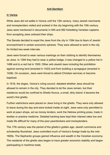 AQA 1-9 The Merchant of Venice Context and Act 1 | Teaching Resources