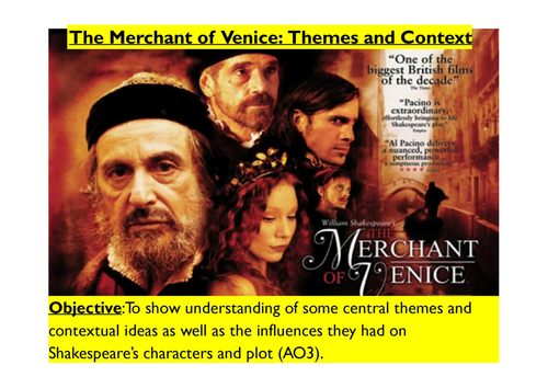 AQA 1-9 The Merchant of Venice Context and Act 1 | Teaching Resources