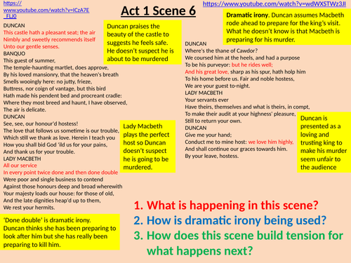 Macbeth Act 1 Scenes 6 and 7 | Teaching Resources