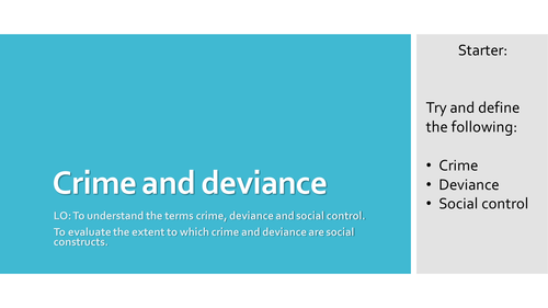 Lesson 1: Crime, deviance and social control- A Level Sociology, Crime ...