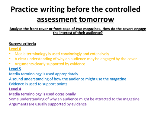 Media studies GCSE Print Media Magazine covers analyse and create own ...
