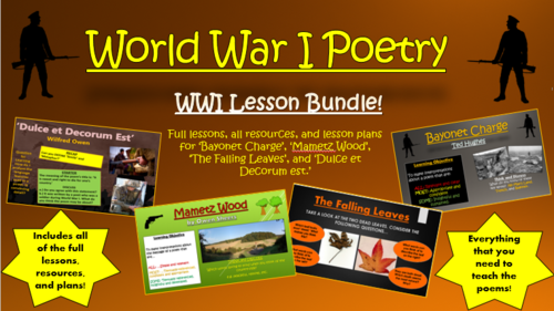 World War 1 Poetry Bundle! (All the WWI Lessons, PowerPoints, Resources ...