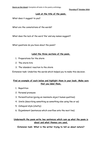 Resources for Power and Conflict Poetry Collection AQA | Teaching Resources