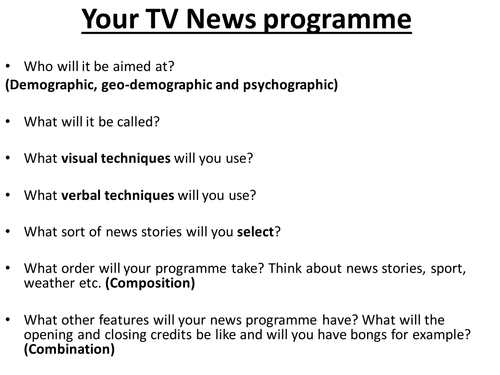 English/Media studies Investigating Television News TV News - ready to ...