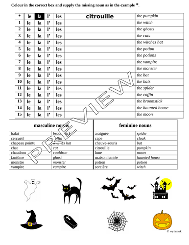 Halloween Colours and the Definite Article | Teaching Resources