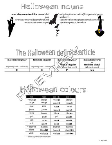 Halloween Colours and the Definite Article | Teaching Resources