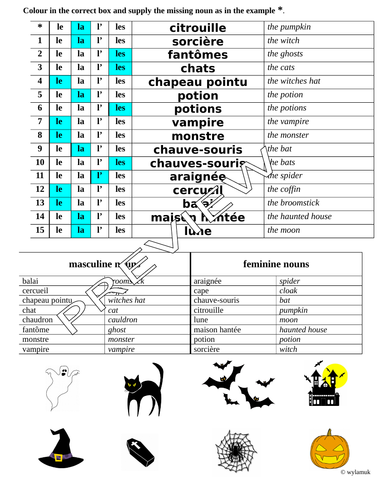 Halloween Colours and the Definite Article | Teaching Resources
