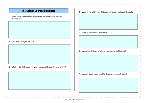 GCSE Business - A range of 8 worksheet sets covering the basics of ...