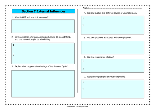 GCSE Business - A range of 8 worksheet sets covering the basics of ...