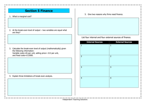 GCSE Business - A range of 8 worksheet sets covering the basics of ...