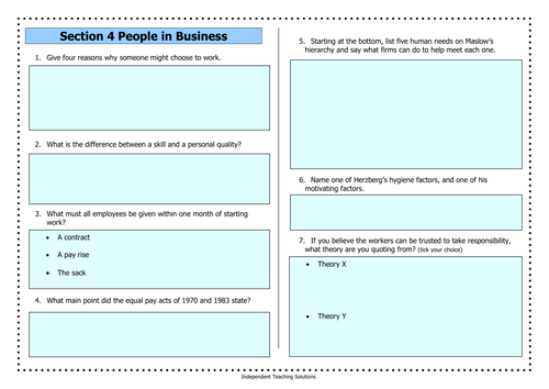 GCSE Business - A range of 8 worksheet sets covering the basics of ...