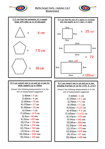Maths Targets | Teaching Resources