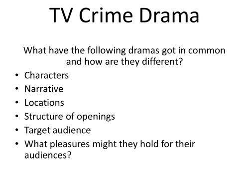 Media studies TV Crime Drama analysis and creation GCSE Media theory ...