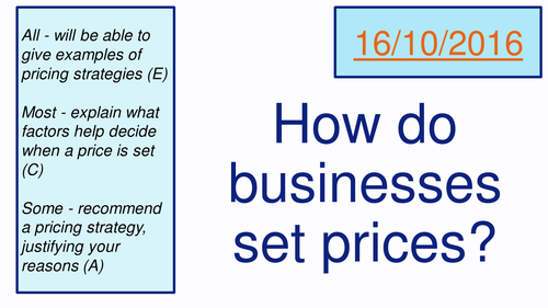 Pricing Strategies (AQA Business Studies) | Teaching Resources