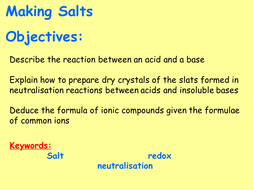 AQA C4.5 (New GCSE Spec 4.4 - exams 2018) - Making salts + required ...