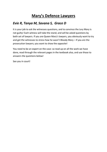 Trial of Mary I: Does she deserve the title 'Bloody'? | Teaching Resources