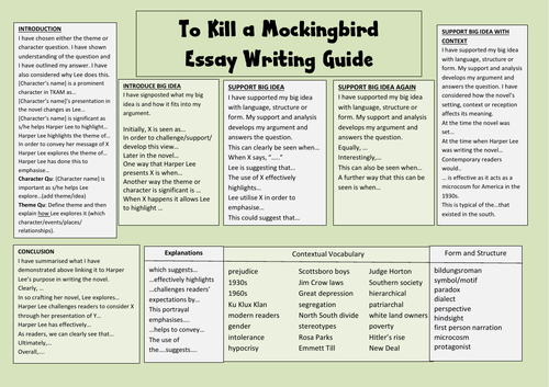 To Kill a Mockingbird: detailed writing frame for essay responses ...