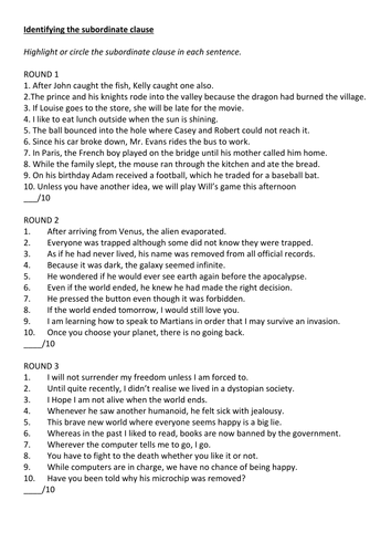 Subordinate clauses: lesson and worksheets | Teaching Resources