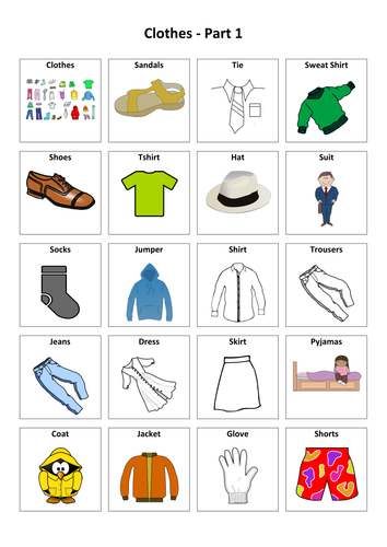 Clothes: Spanish Vocabulary Card Sort | Teaching Resources