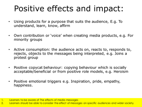 Positive and Negative Impact of Media | Teaching Resources