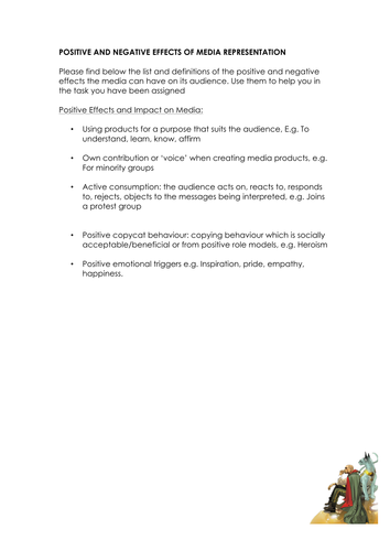 Positive and Negative Impact of Media | Teaching Resources