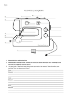 How to Thread Up The Sewing Machine Worksheet | Teaching Resources